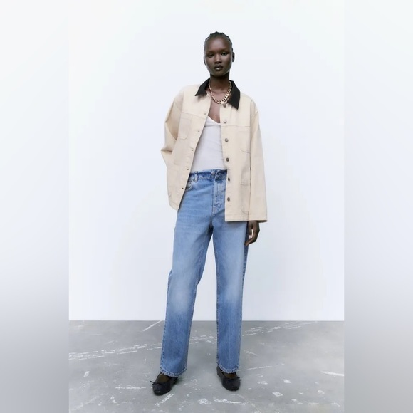 Zara | Jackets & Coats | Zara Contrast Collar Overshirt | Poshmark